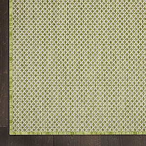 Nourison Courtyard Indoor/Outdoor Ivory Green 3' x 5' Area Rug, Easy Cleaning, Non Shedding, Bed Room, Living Room, Dining Room, Kitchen (3x5)