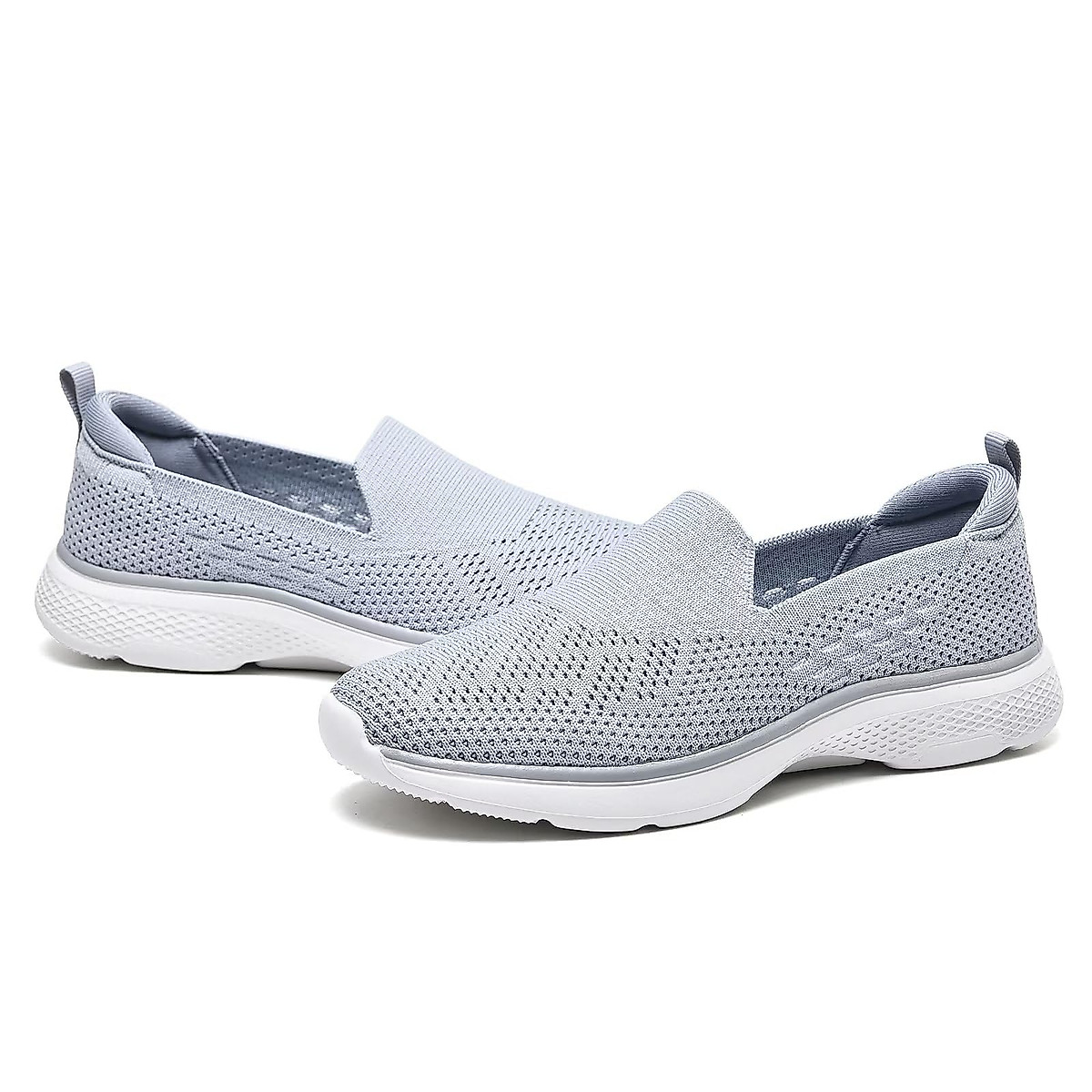 Zuwoigo Women Casual Slip-on Walking Running Shoes - Breathable Workout Gym Work Sneaker 7 B(M) US Light Gray