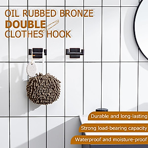KOKOSIRI Robe Hooks Bathroom Double Towel Coat Hook for Bath Kitchen Hardware Wall Mounted, 2 Pack Oil Rubbed Bronze Stainless Steel B1015ORB-P2