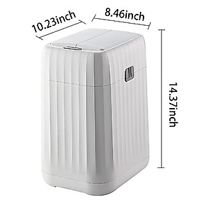 Touchless Bathroom Trash Can with Lid, 4 Gallon Plastic Automatic Garbage Bin, Waterproof Motion Sensor Wastebasket Rubbish Bin for Kitchen, Living Room, Bedroom, Office (No Battery)