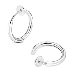 CrazyPiercing 8 pcs of Surgical Steel Clip on Non-pierced Hoops Fake Nose Lip Ear Rings Piercing (Silver color)
