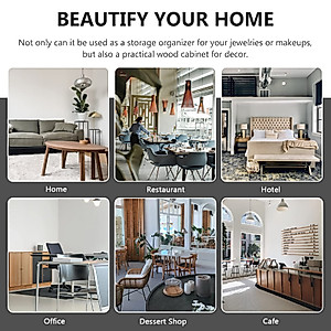 Zerodeko Cabinet Dresser Covered Makeup Organizer Makeup Vanity Desk Dresser Makeup Organizer Desk Storage Drawer Apothecary Cosmetic Holder Rustic Wood Storage Box Dressing Table