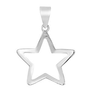 AeraVida 24mm Cute Cut Out Star .925 Sterling Silver Pendant | Adorable Sterling Silver Pendant Charm for Women | Trendy Plain Pendant for Women