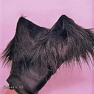 tyoungg Faux Fur Cat Kitten Clip on Ears Headband For Cosplay Kitten Play Comicon Cosplay Petplay (black kitten ears)