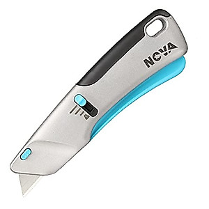 Nova Squeeze Trigger Utility Knife and Heavy Duty Box Cutter, Self Retractable Safety Knife, Ergonomic Aluminum Body, Safety-Lock Design, Durable and Safe