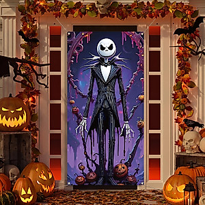The Nightmare Before Christmas Door Cover Halloween Jack Skellington Birthday Party Front Door Porch Banner Photography Decoration
