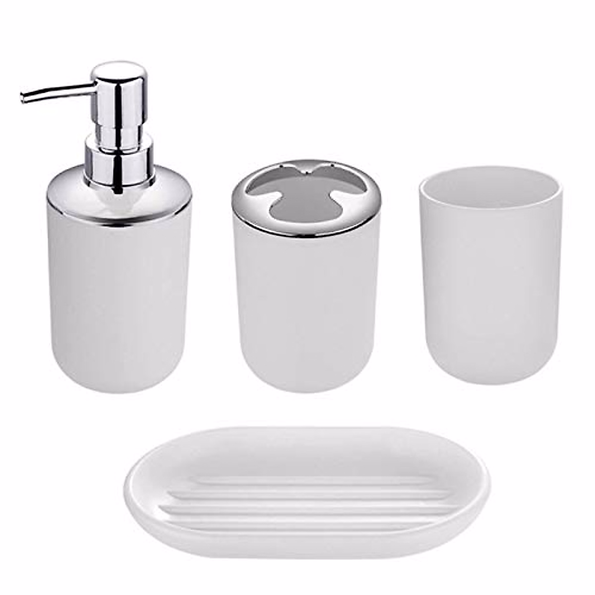 4pcs Bathroom Accessories Set, 4pcs Bath Accessory Completes with Toothbrush Holder, Toothbrush Cup, Soap Dispenser, Soap Dish