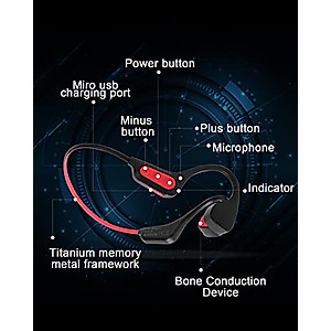 maonple Bone Conduction Headphones, Open-Ear Bluetooth 5.3 Sport Earphones IP56 Waterproof Sweatproof Wireless Headset with Microphone for Workout Running Gym Cycling X1