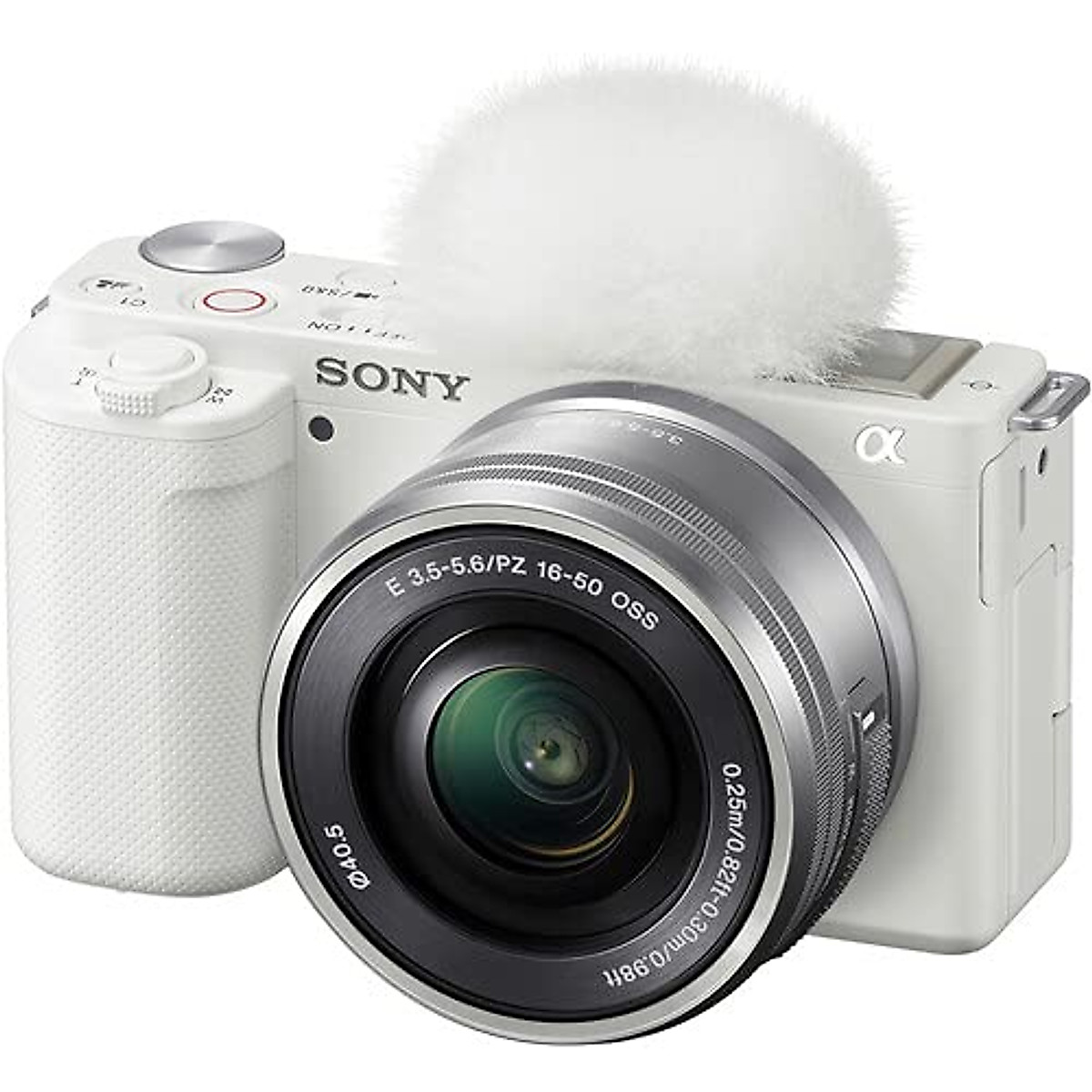 Sony ZV-E10 Mirrorless Camera with 16-50mm Lens (White) (ILCZV-E10L/W) + Sony E 10-18mm Lens + 64GB Card + Filter Kit + Corel Photo Software + Bag + NPF-W50 Battery + External Charger + More (Renewed)