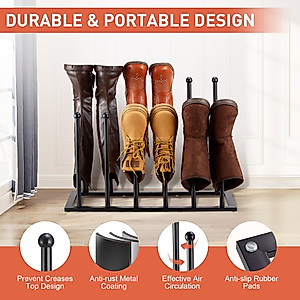 Housen Solutions Boot Rack, Free Standing Metal Shoe Racks Organizer for Tall Boots, 6 Pairs Black Shoes Boot Holder for Knee-High, Hiking, Rain Boot, Working Boot in Closet, Entryway, Garage