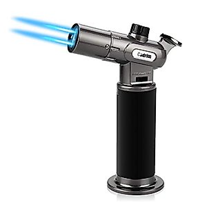 Cadrim Butane Torch, Refillable Culinary Blow Torch Double Fire Cooking Torch and Small Adjustable Flame Kitchen Torch for Creme Brulee, Baking BBQ(Butane Fuel Not Included)