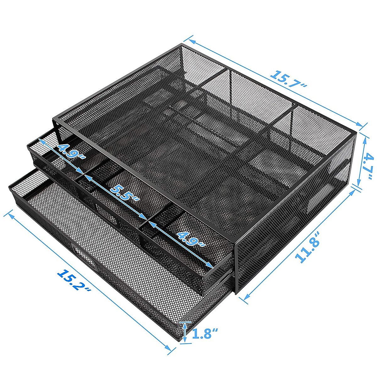 Monitor Stand Riser with Dual Pull Out Storage Drawer - Metal Mesh Desk Organizer with Drawer, Drawer, Office Supply for Computer, PC, Laptop, Printer, Notebook, iMac