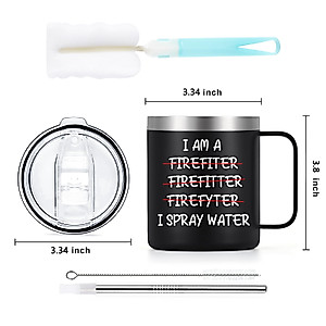 LiqCool Firefighter Gifts for Men, I'm A Firefiter I Spray Water Insulated Coffee Mug, Cool Gifts for Firefighters Son Husband Friend, Christmas Fireman Gifts, Funny Coffee Mug for Men, 12 Oz Black