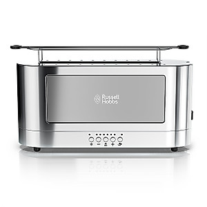 Russell Hobbs TRL9300GYR 2-Slice Glass Accent Long Toaster, Silver & Stainless Steel