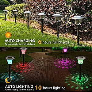 Solar Lights Outdoor Garden,Solar Pathway Lights, Solar Garden Lights Auto RGB Color Changing & Warm White Glass Landscape Lights,Garden Lights Solar Powered Waterproof for Lawn Driveway(Set of 8)