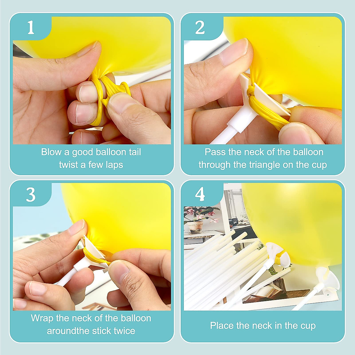 PP OPOUNT 35 Pieces Balloon Sticks, 12.6 inches Plastic Balloons Sticks, Balloon Holders for Anniversary, Wedding, Birthday, Party Decoration, Balloon Sticks with Base (Upgraded Version)