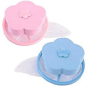 Strnek Washing Machine Blossom-Shape Flower Washing Machine Hair Removal Laundry Ball Floating Filter Mesh Bag(Blue)