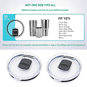 Tumbler Lid Replacement for Yeti Rambler 30/32 oz, 14/35 oz Mug, Magnetic Slider, 2 pcs
