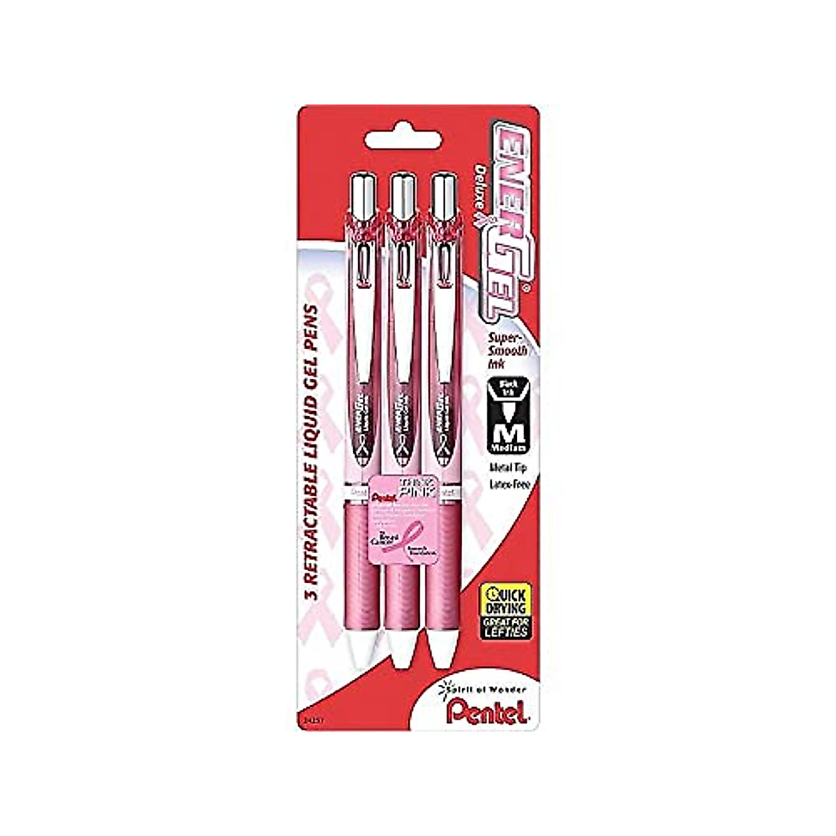 Pentel® EnerGel® RTX Retractable Liquid Gel Pens, Medium Point, 0.7 mm, 54% Recycled, Assorted Barrel Colors, Black Ink, Pack Of 3 Pens