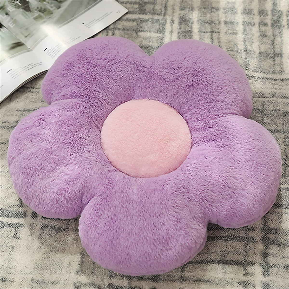 WYIKE Little Daisy Sofa Pillow Cute Flower Bay Window Cushion Sunflower Cushion Office Seat Cushion (Purple)