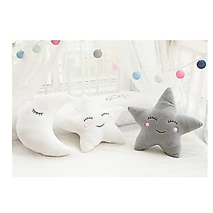 Soft Plush ELONEL Star Pillow Moon Cloud Fresh Cushion Bed Pillow Home Office Sofa car seat Cushion Party Supplies (Star 19.5inch/50cm, White)