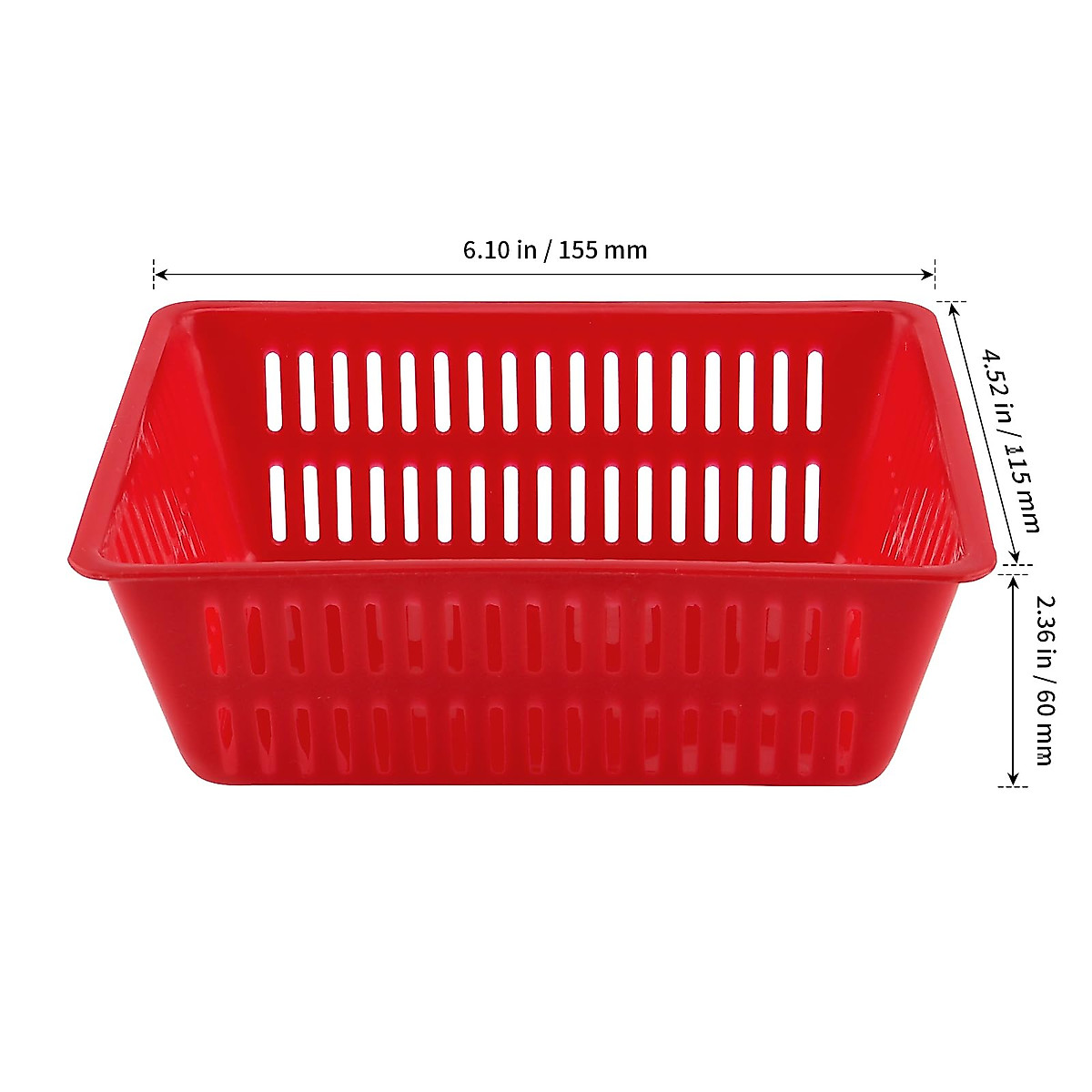 SHEUTSAN 30 Pack Small Red Storage Baskets, 6.1 x 4.5 x 2.3 Inch Mini Plastic Storage Baskets, Rectangular Plastic Tray Organizer for Home, Office