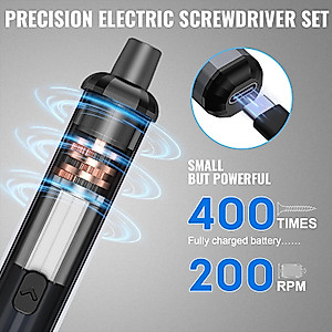 Mini Electric Screwdriver 3.7V, Cordless Screwdriver Set, Precision Electric Screwdriver 72-in-1 Magnetic Bits, Rechargeable Portable Repair Tool Kit for Electronics Laptops Glasses Clocks