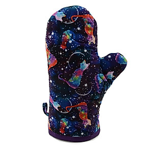 Cats in Space Oven Mitt - Blue, Purple, and White Cotton Pot Holder