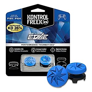 KontrolFreek FPS Freek Edge for Playstation 4 (PS4) and Playstation 5 (PS5) | Performance Thumbsticks | 1 High-Rise Convex, 1 Low-Rise Convex | Blue