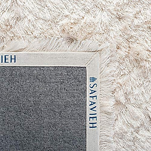 SAFAVIEH Paris Shag Collection Area Rug - 8' x 10', Ivory, Handmade Silken Glam, 2.5-inch Thick Ideal for High Traffic Areas in Living Room, Bedroom (SG511-1212)