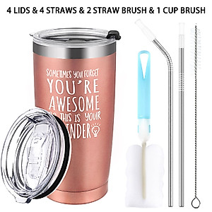 Qtencas 2 Pack Thank You Gifts for Women, You're Awesome Stainless Steel Insulated Travel Tumbler, Graduation Appreciation Gifts for Women Her Friend Teacher Mom Coworker Sister(20Oz, Rose Gold& Mint)