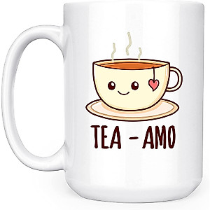 Artisan Owl Tea-Amo Pun Español Spanish I Love You Mug - 15oz Deluxe Double-Sided Tea Mug