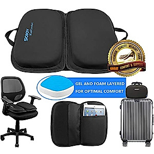 Sojoy iGelComfort 3 in 1 Foldable Gel Seat Cushion Featured with Memory Foam (A Must-Have Travel Cushion! Smart, Easy Travel Cushion) (Size: 18.5“ x 15" x 2")
