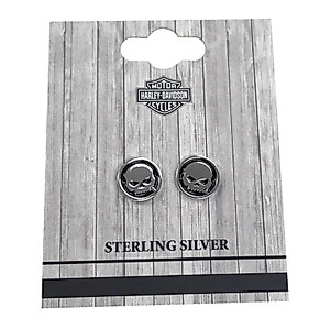 Harley-Davidson Women's Black Enamel Willie G Skull Post Style Earrings HDE0499