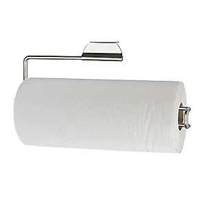 Over-The-Cabinet Paper Towel Holder For Kitchen (Satin Nickel), By Home Basics | Steel Paper Towel Holder For Cabinet Door