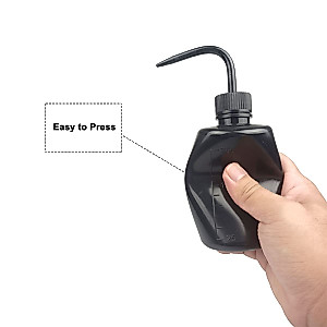 2Pcs 250ml 8.5oz Plastic Safety Wash Bottle,Narrow Mouth Squeeze Bottles for Tattoo Wash，Chemistry, Industry, Lab & Gardening-Black