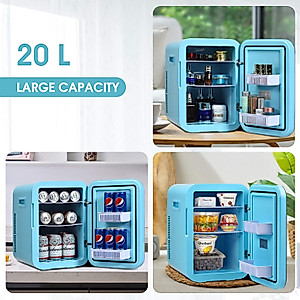 ARLIME 20 L Compact Cooler Warmer Mini Fridge for Bedroom, Office, Car, Dorm - Portable Makeup Skincare Fridge with Digital Temperature Control (Blue)