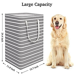 StorMiracle 2 Pack Laundry Basket, 75L Freestanding Laundry Hamper, Foldable & Waterproof Clothes Hamper Laundry Bin with Reinforced Handles for Laundry Room, Bedroom, Living Room, Grey