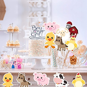 35 Pieces Farm Animals Decor Farm Animal Party Decorations and Supplies, Farm Animal Cutouts for Baby Shower, Birthday Party Essentials with 80 Glue Point Dots