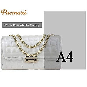 Women's Classic PU Leather Crossbody Purse Shoulder Bags Golden Chain Satchel Handbags(Ivory1)