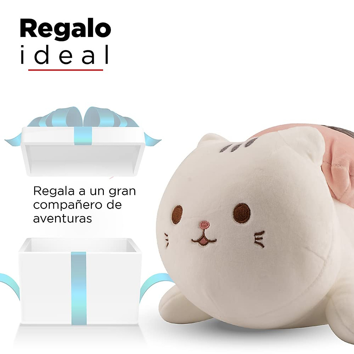 MINISO 14'' Sushi Cat Plush, Kawaii Stuffed Animal, Soft Body Pillow, Kitten Doll, Big Valentine's Day Gift (Salmon)