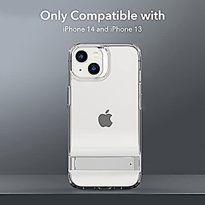 ESR for iPhone 14 Case/iPhone 13 Case, 3 Stand Modes, Military-Grade Drop Protection, Supports Wireless Charging, Slim Back Cover with Stand, Phone Case for iPhone 14/13, Metal Kickstand Case, Clear