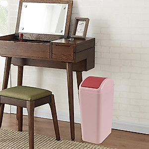 Dehouse 10 L/2.6 Gallon Trash Can with Swing-Top Lid, Plastic Swing-Top Trash Can, Pink