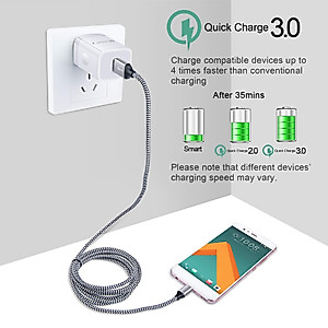 Type C Charger Fast Charging Block Cable 3FT for Samsung Galaxy S23 S22 S21 Ultra S20 A53 A13 A02S A12 A32 A20 S10,LG Stylo 6 5 K51 V60 ThinQ,Moto G Stylus/G Power/G Play,Quick Charge 3.0 Wall Charger
