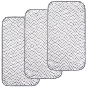 BlueSnail Ultra Soft and Absorbt Quilted Waterproof Changing Pad Liner 3pk (Gray)