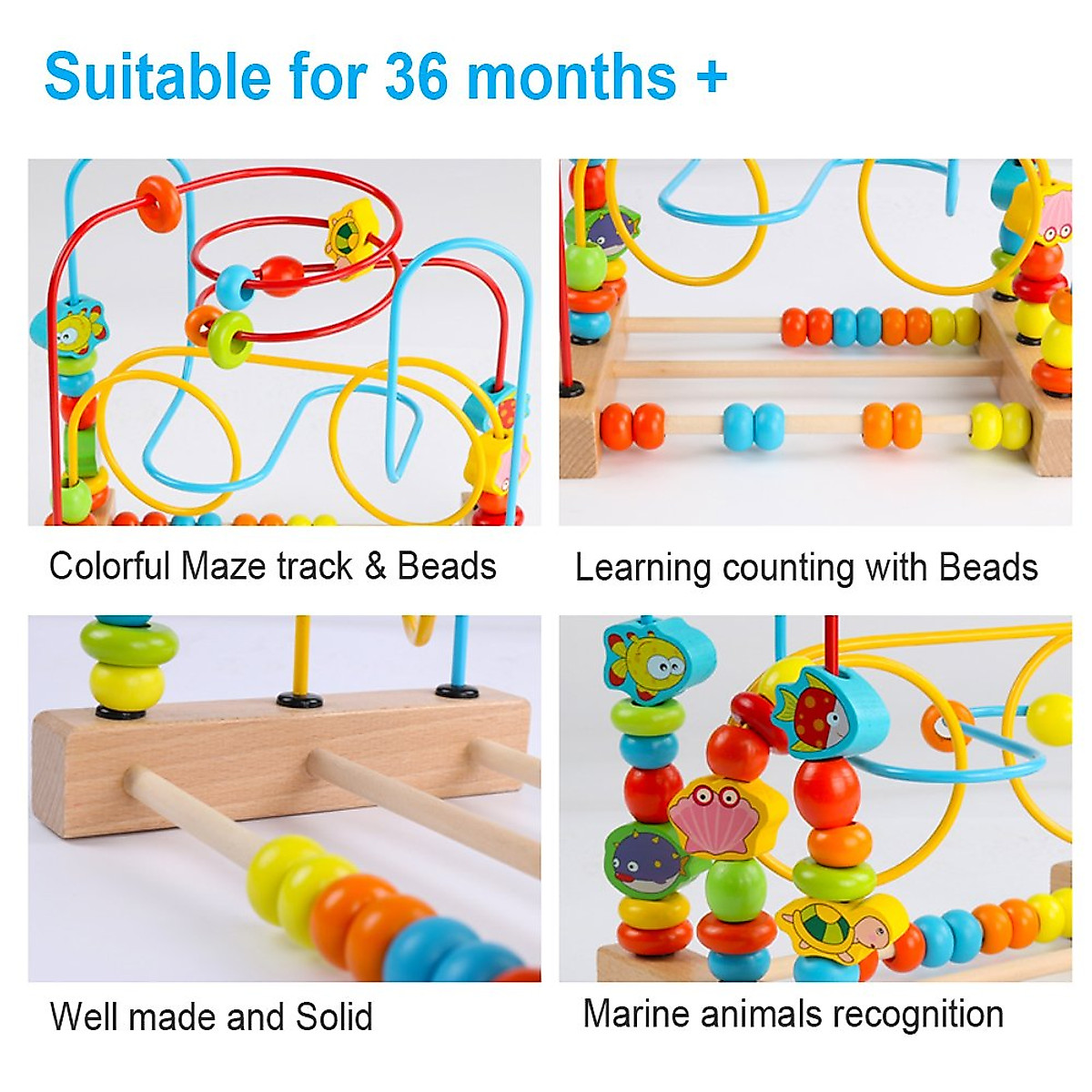 Timy First Bead Maze Roller Coaster Wooden Educational Circle Toy for Toddlers
