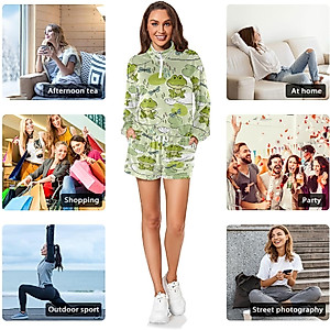 Kigai Cartoon Frogs Dragonflies Jogging Suits for Women Lounge Cozy Long Sleeve Half Zip Lapel Collar Sweatsuit Set,L