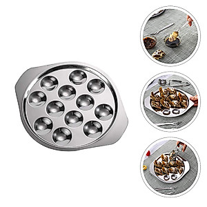YARNOW 2pcs Stainless Steel Escargot Plates Dishes 12 Compartment Holes Escargot Baking Dishes for Snail BBQ Mushroom Silver