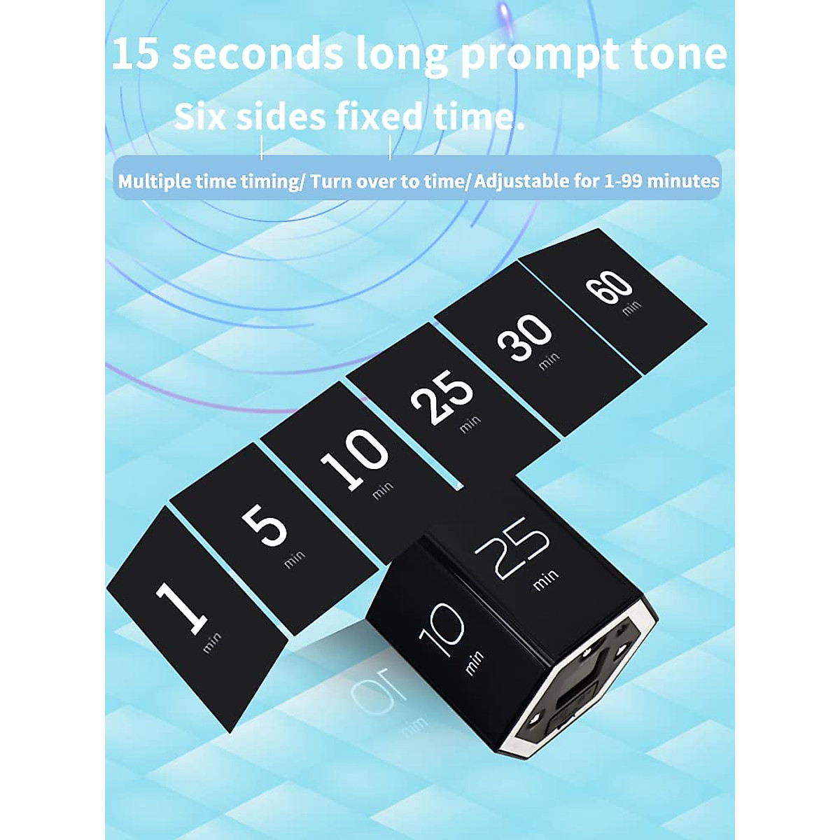 Hexagon Flip Pomodoro Timer,Magnetic Productivity Timer,Smart Study Countdown Kids Visual Timer for Kids,LED Display Digital Timer for Kitchen Cooking Exercise Classroom ADHD Reading (Black)