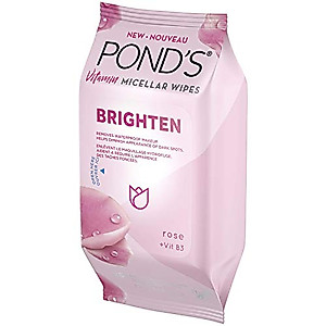 Pond's Vitamin Micellar Wipes For Dark Spots Brighten Rose Removes Waterproof Makeup 25 Wipes
